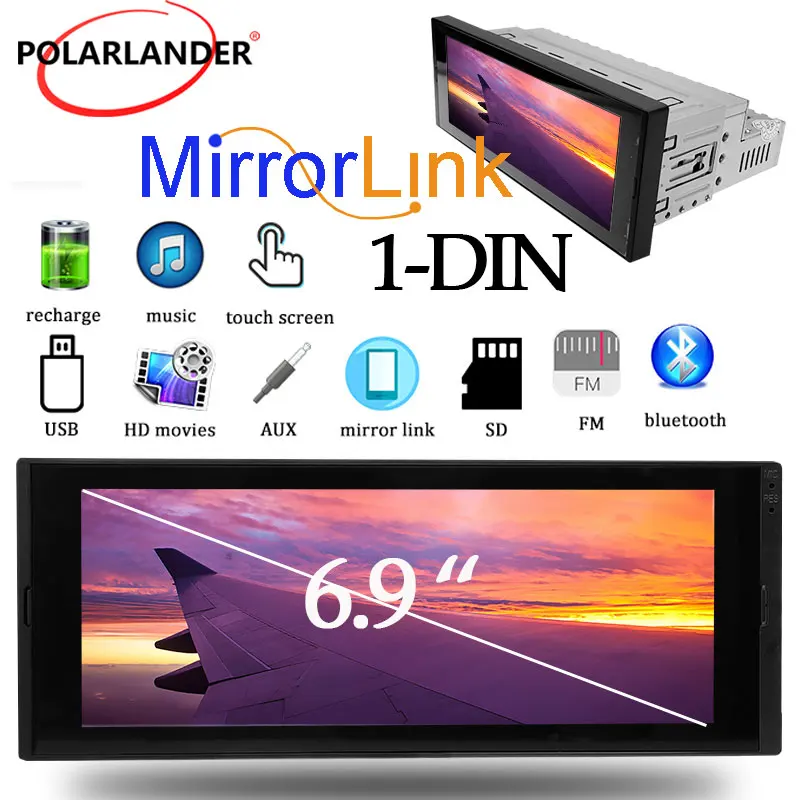 1 din rádio do carro android 8.1 bluetooth mp5 player wifi 6.9 Polegada ...