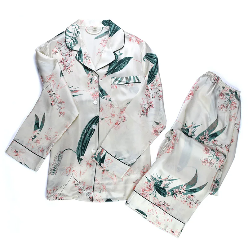 Spring-And-Summer-Silk-Pajamas-Women-s-Mulberry-Silk-Two-piece-Suit ...