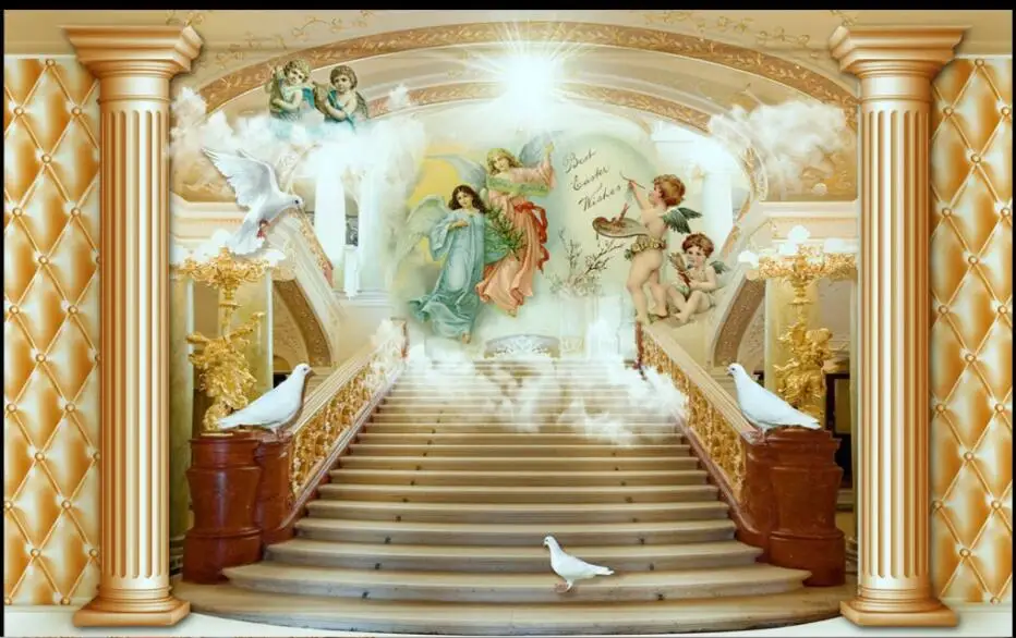 zel-foto-raf-3d-duvar-ka-d-avrupa-mimari-merdiven-melek-ev-dekorasyonu