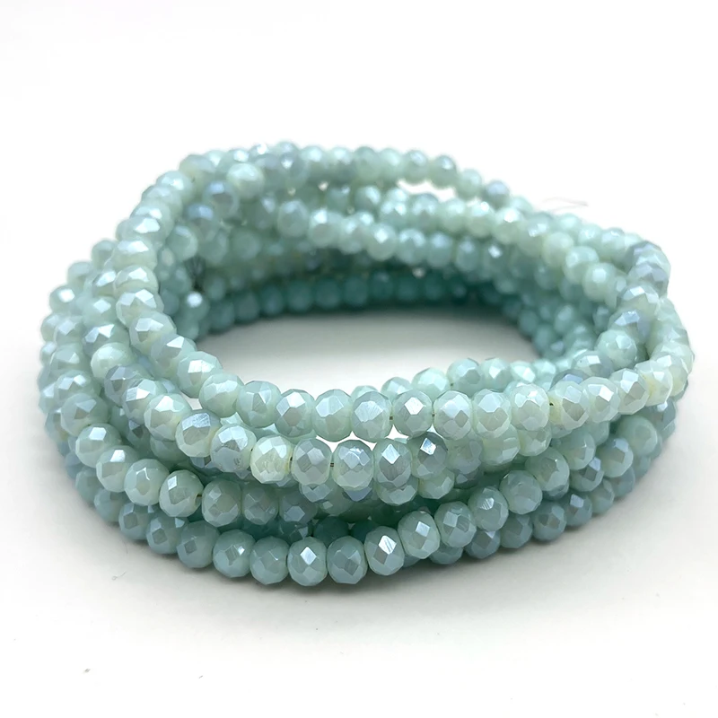 2 3 4 6 8mm Faceted Flat Light Blue Round Crystal Glass Beads Spacer ...