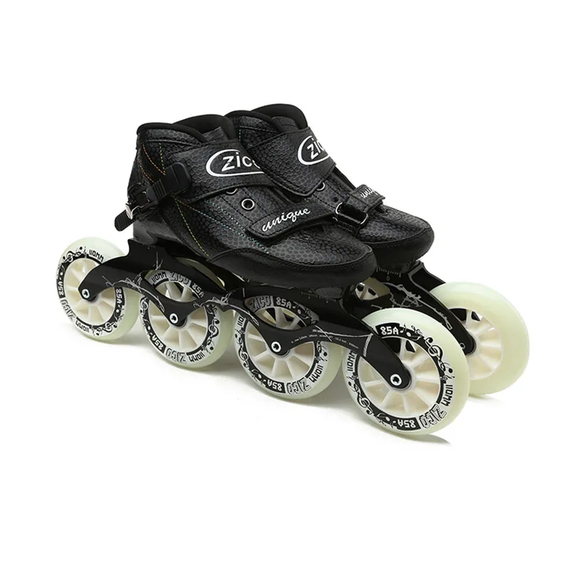 Zico Size 31 To 49 Speed Inline Roller Skates 3x125 Or 4 Wheels Carbon ...