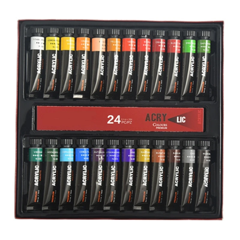 Acrylic Paint Set 24 Color 12ml Non-Toxic Acrylic Paints Perfect for ...