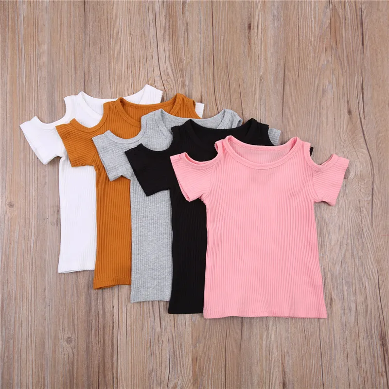 5 Colors Solid Children T shirt for Kids Girls Summer Kids Ribbed ...