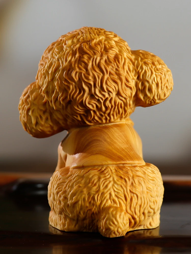 Wooden Cockapoo Puppy Decorative Figurines Home Room Office Potted Pla ...