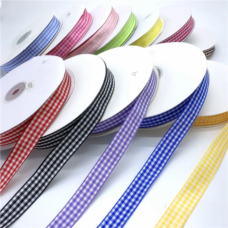 5yards/lot 20mm Plaid Ribbon Grid Printed Ribbon For Home Wedding ...