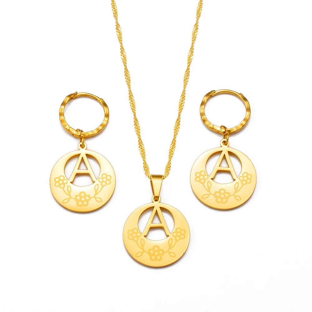 Anniyo African Letters Necklaces Gold Color Guam Marshallese Initial ...