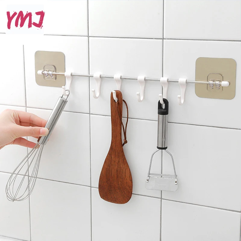 1 PC Multi purpose Kitchen Hook Self adhesive Closet Bathroom Hanger 6 ...