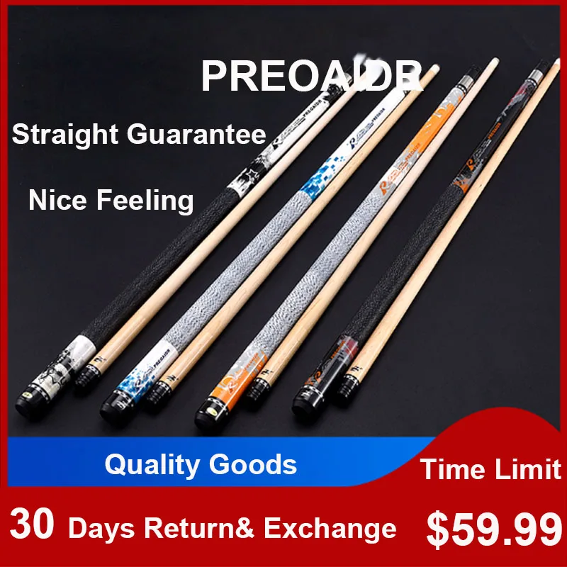 PREOAIDR tacos de billar pool 13mm 11.5mm Tip Size Linen Wrap Pool Cues ...