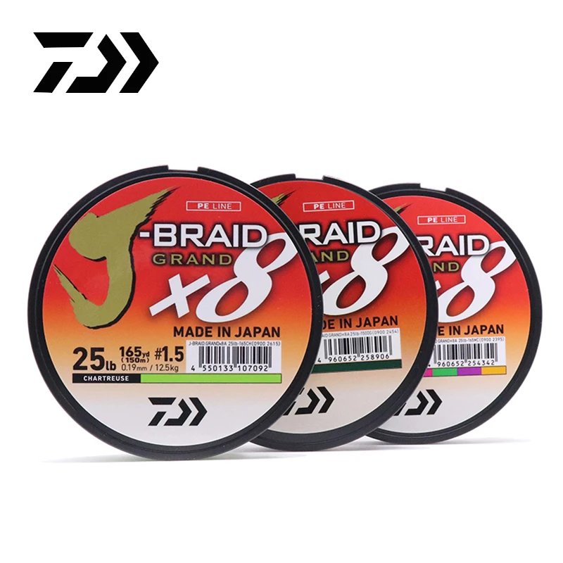 DAIWA 정품 J BRAID 그랜드 낚싯줄, 8 가닥 꼰 PE 라인 낚시 태클 액세서리, 일본산, 135m, 150m ...