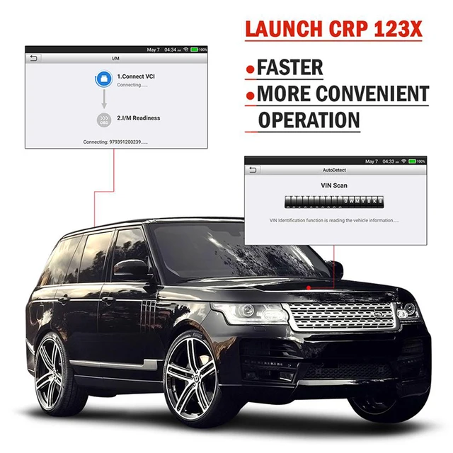 Launch X431 CRP123X OBD2 Code Reader Creader 123X Car Scanner ENG ABS ...