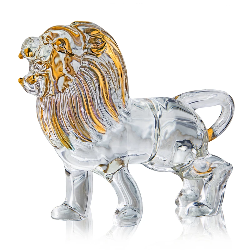 H&D Crystal Lion Figurine Glass Painting Art Wildlife Animal Sculpture ...