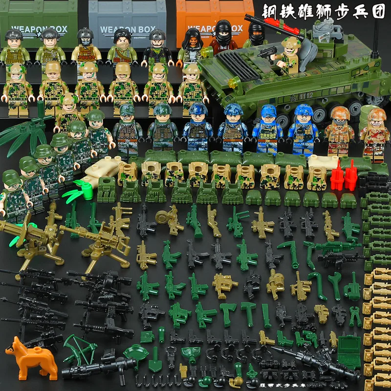 Building Blocks Toy Diy Military Soldier Base Special Forces Mini Gun ...