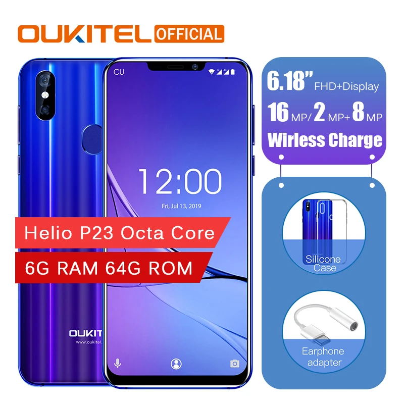 OUKITEL U23 6,1" Нотч Дисплей Android 8,1 мобильный телефон MTK6763T Helio P23 Восьмиядерный 6G ...