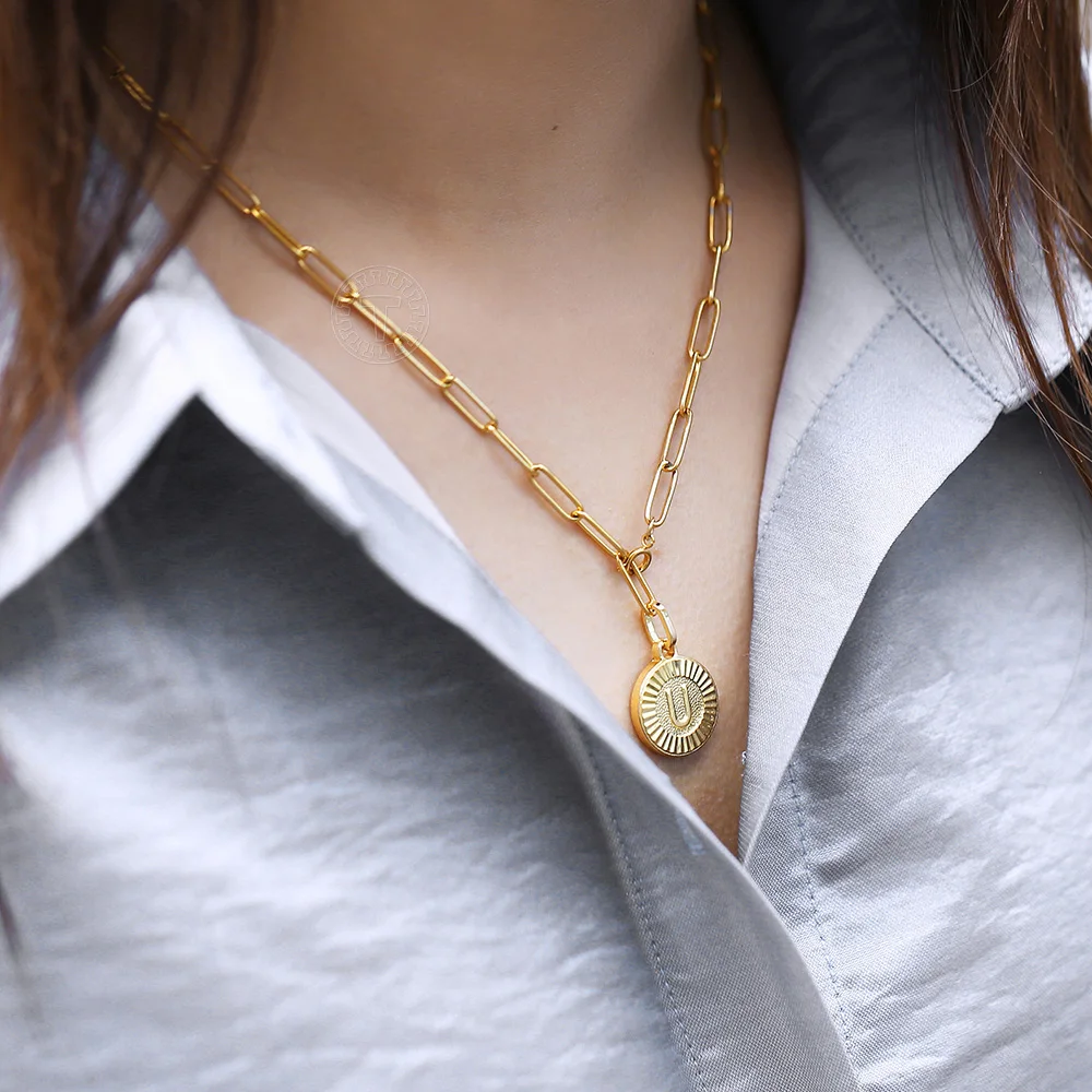 Letter-Pendant-Y-Necklace-for-Women-4mm-Gold-Color-Stainless-Steel-Rolo ...