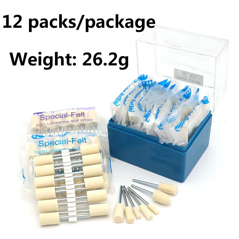 12pcs Wool Felt Mounted Polishing High Luminance Buff Wheel Dremel Die ...