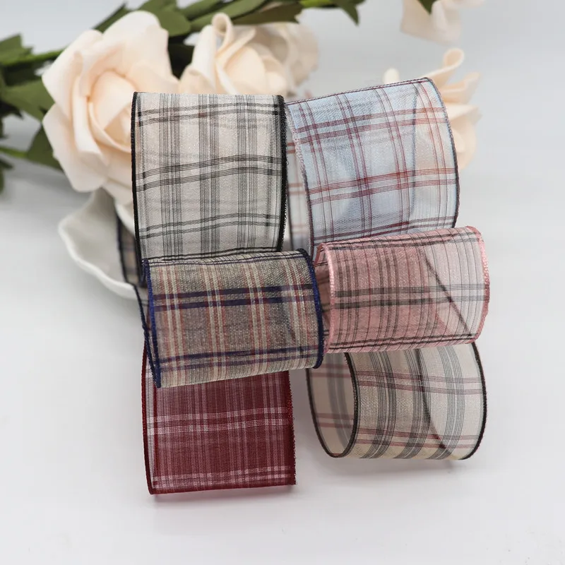 10 Yards 25MM/38MM Check Organza Ribbons For Hair Bows DIY Handmade ...