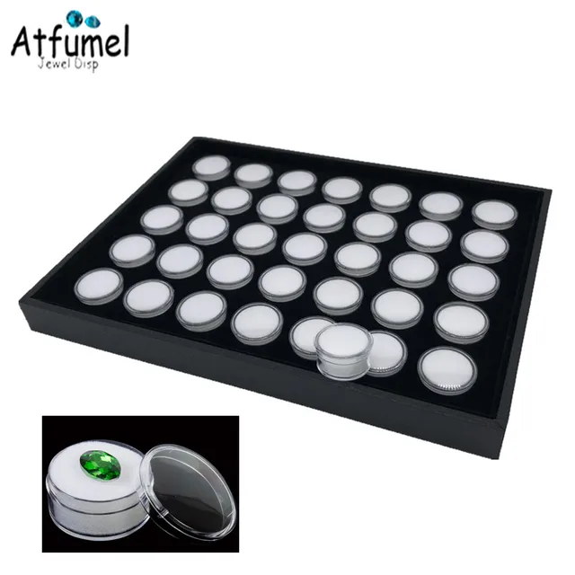 Clear Round Gemstone Piercing Jewelry Storage Box Diamond Display Tray ...