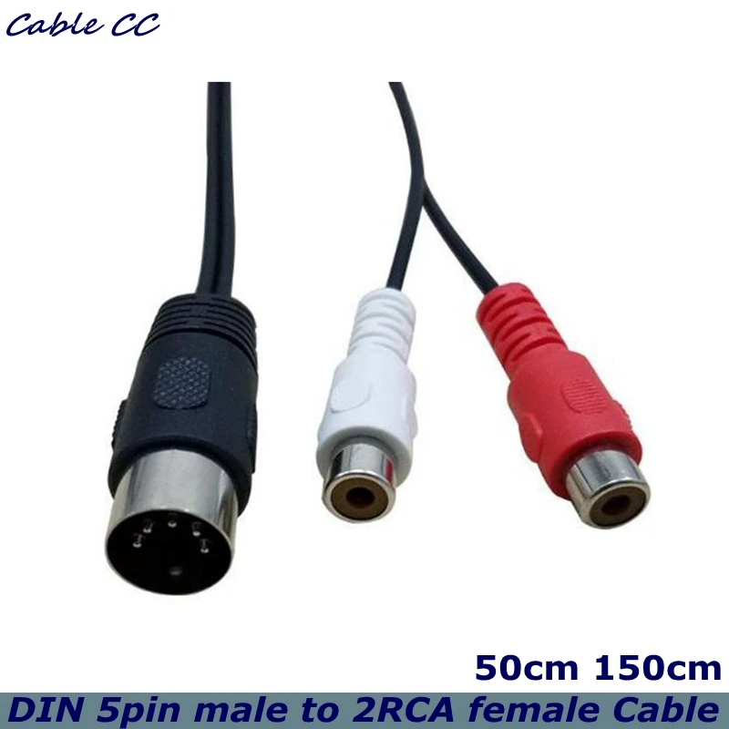 0.5M 1.5M Jack Din 5Pin male to 2RCA female Cable, Male Pin, Female to ...