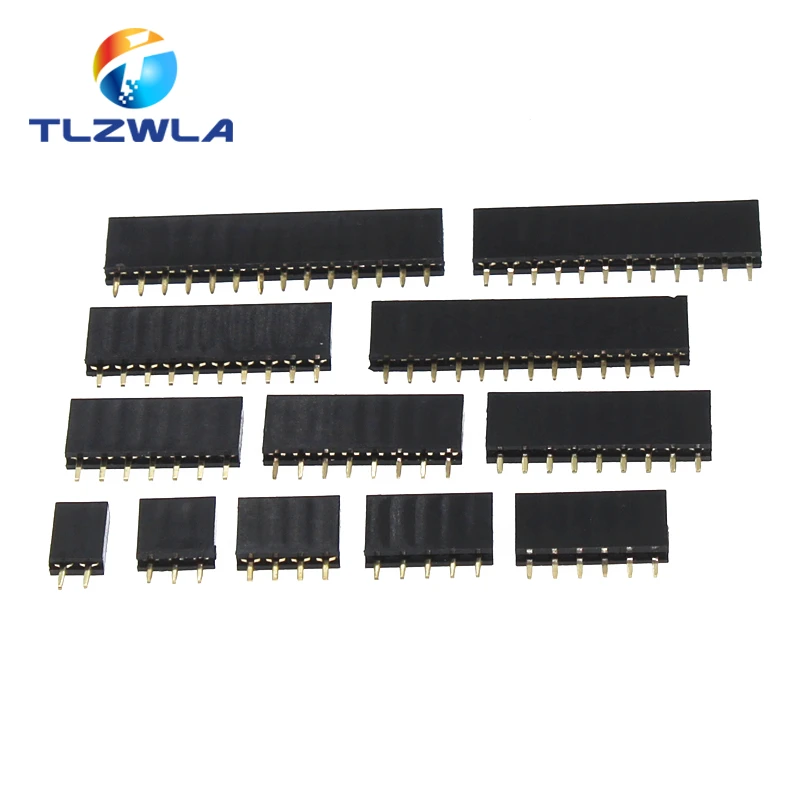 10pcs Single Row Pin Female Header Socket Pitch 2.54mm 1*2p 3p 4p 5p 6p 7p 8p 9p 10p 12p 14p 16p ...