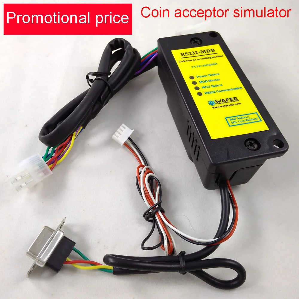 The PC to MDB adapter box, working as coin acceptor validator simulator