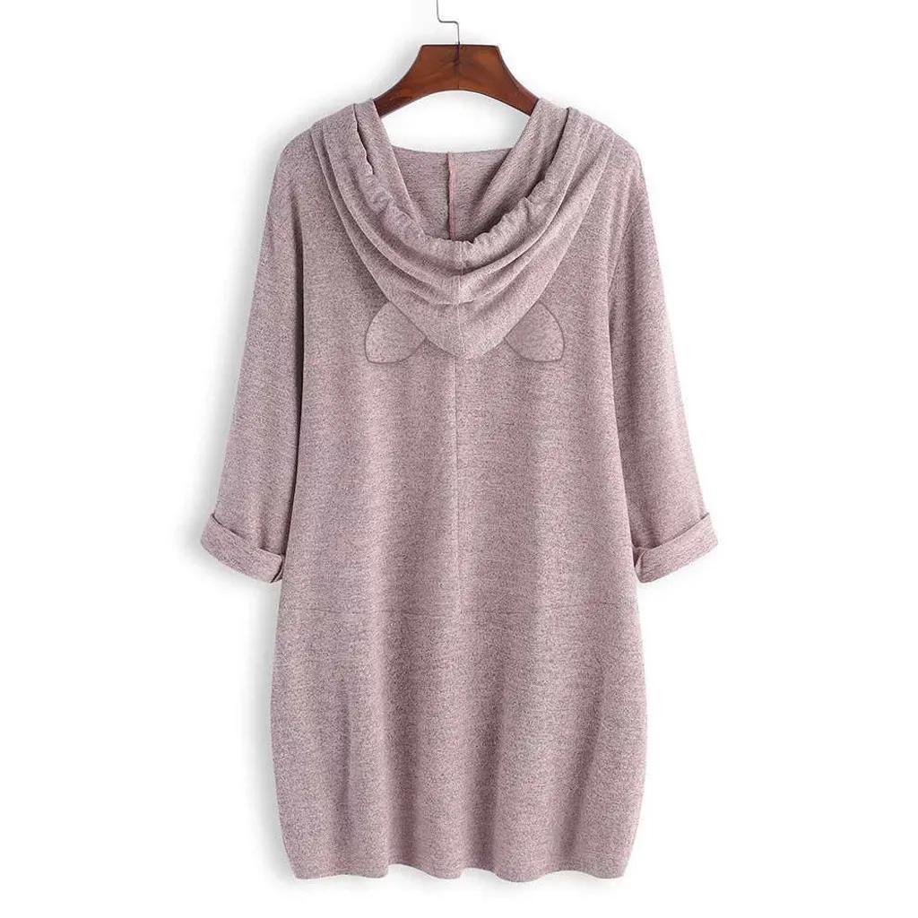 JAYCOSIN Футболка женская Повседневная футболка с капюшоном и длинными ...