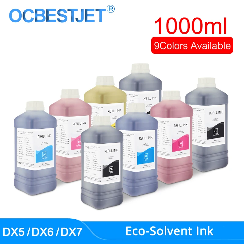 1000ML/Bottle Eco Solvent Ink For Epson DX4 DX5 DX6 DX7 DX10 Printhead ...