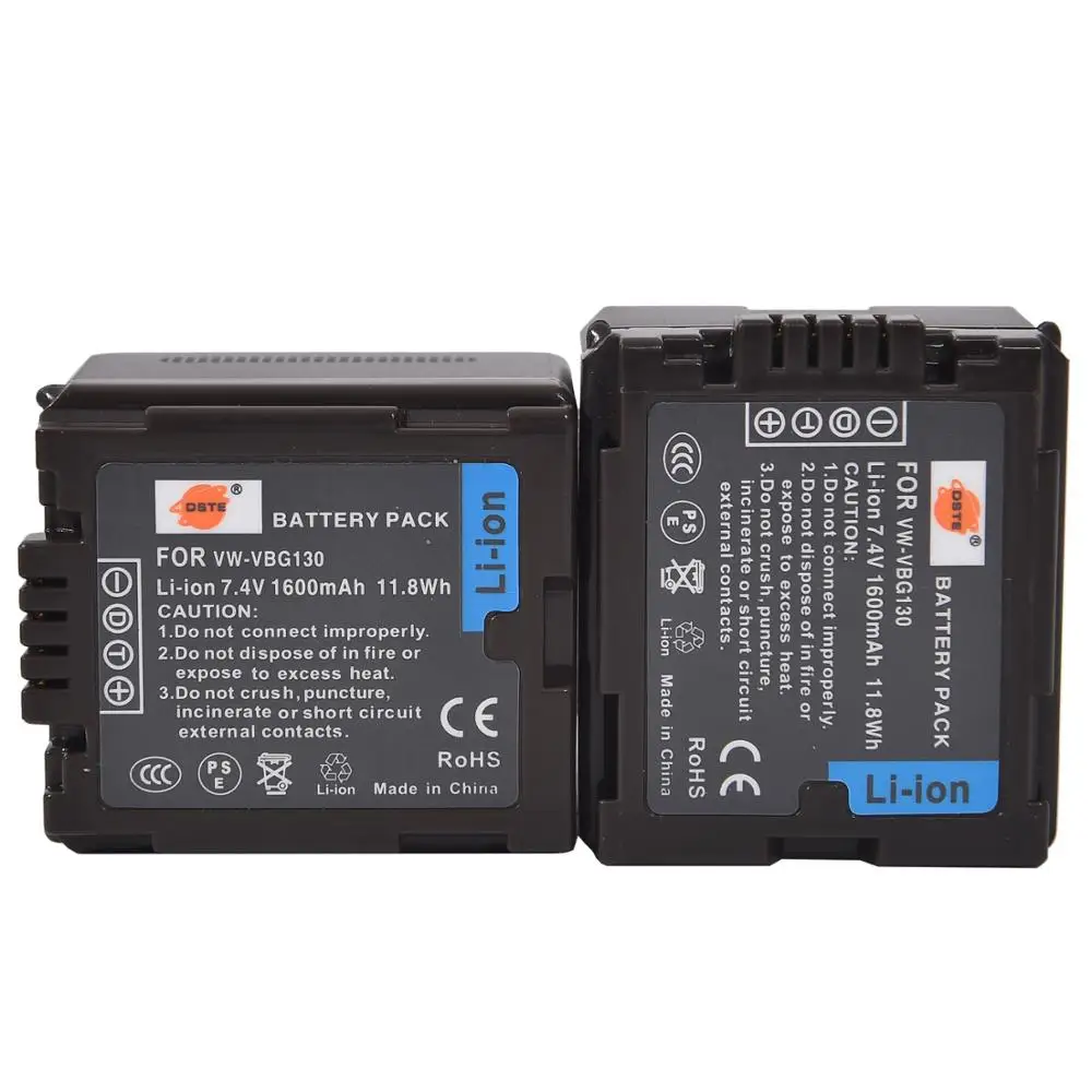 DSTE 2pcs VW VBG130 Rechargeable Li ion Battery for Panasonic HS20 ...