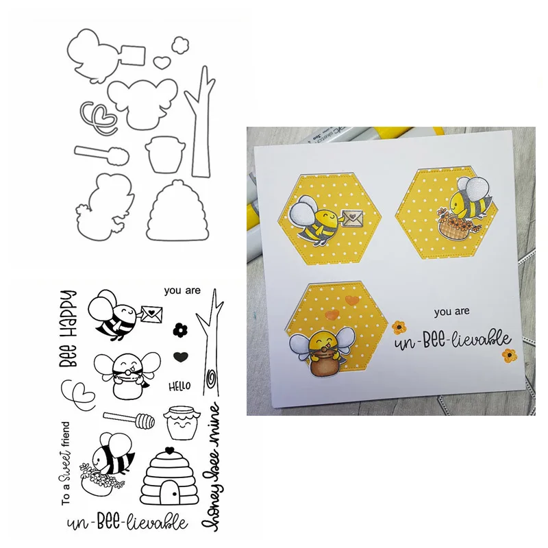 Cut Bees Honey Pot Clear Stamp Set And Coordinating Dies For ...