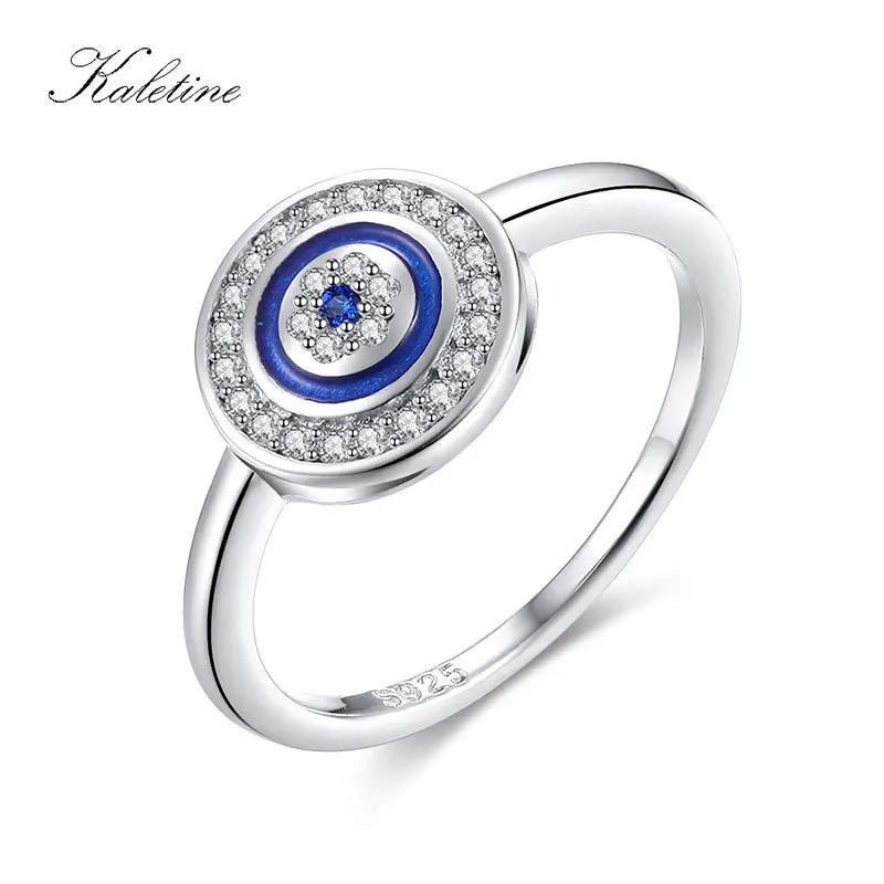 Kaletine Luxury 925 Sterling Silver Ring Lucky Blue Stone Evil Eye ...