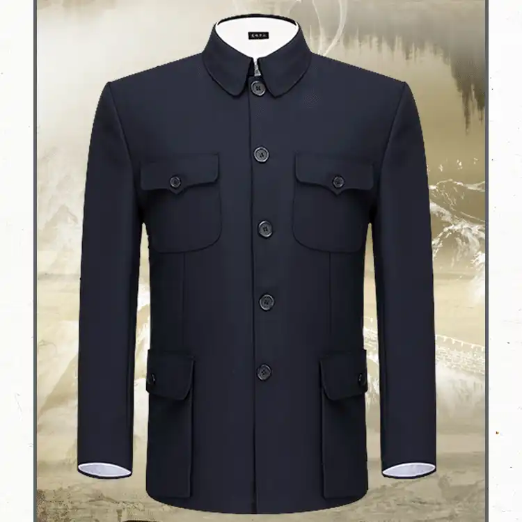 Men Mao Suits Jacket Chinese Tunic Suit Male Mandarin Wing Collar ...