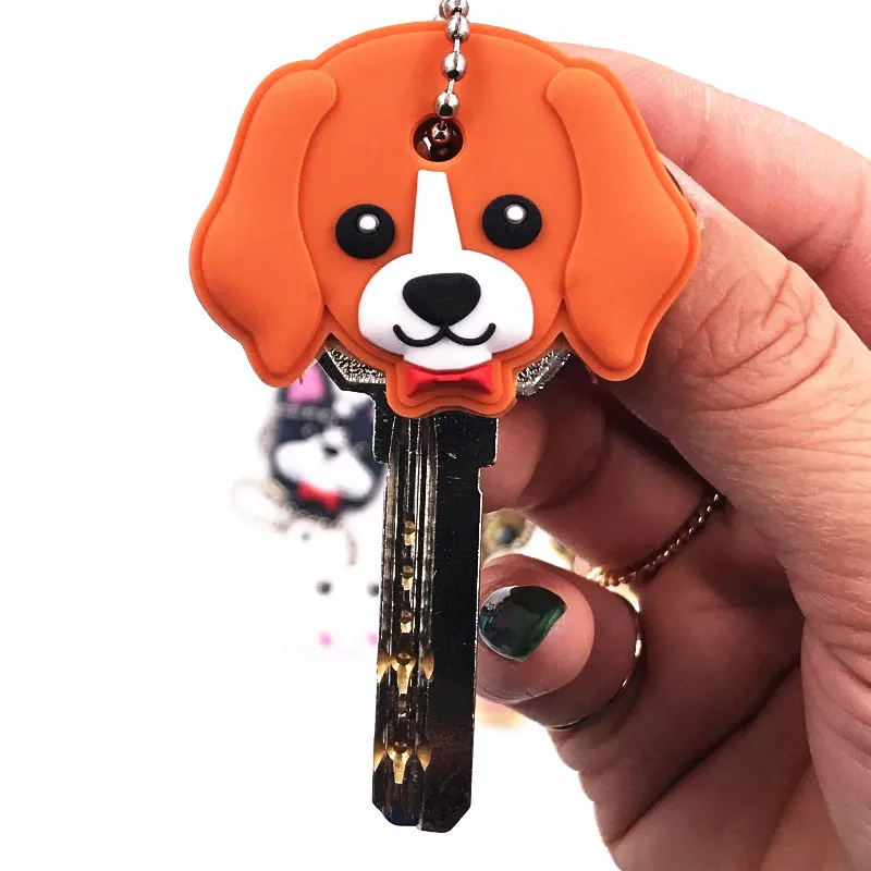 1Pcs/lot PVC Animal Kids Key Ring Cat Character Key Holder Dog Icon ...