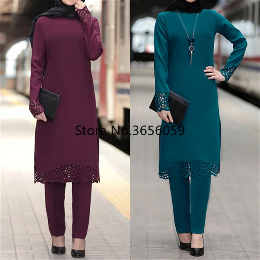 Islamic-Clothing-Pant-Set-for-Women-Abaya-Dress-Muslim-Fashion-Hollow ...