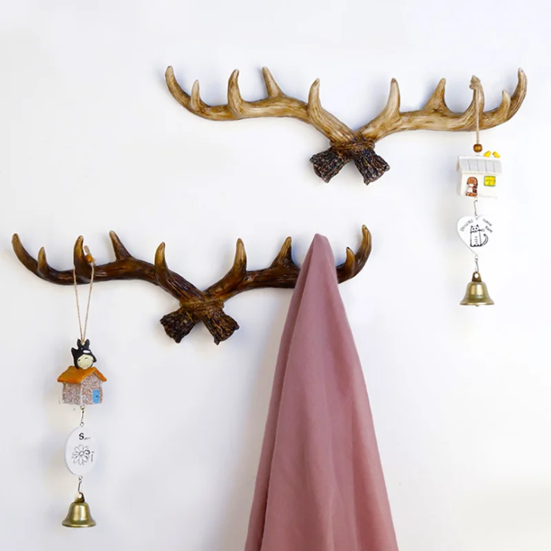 American Retro Antler Decorative Wall Hanging Coat Hat Rack Hallway ...