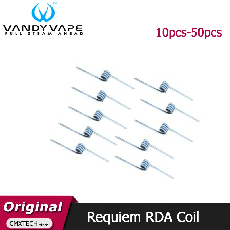 10pcs-50pcs Vandy Vape Requiem RDA Fused Clapton Coil 27ga*2+40ga Ni80 ...