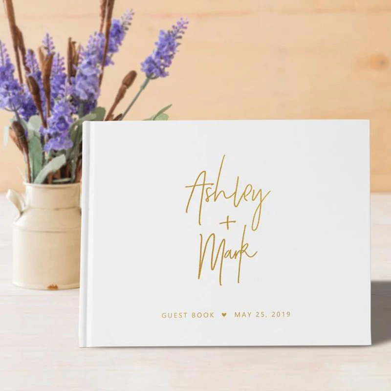 Personalized Guestbook Printed Gold Alternatives Wedding Guest Book ...