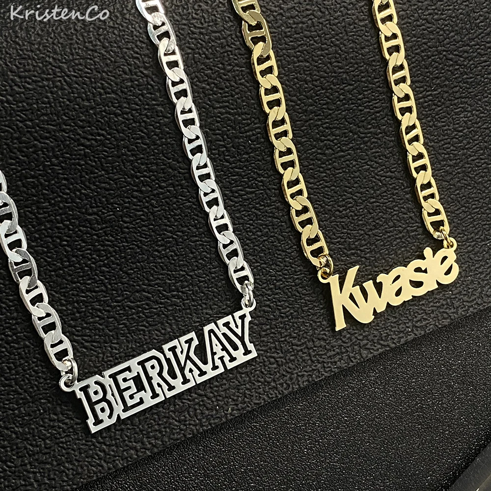 Kristenco Personalized Custom Name Necklace Pendant Gold Color Flat ...
