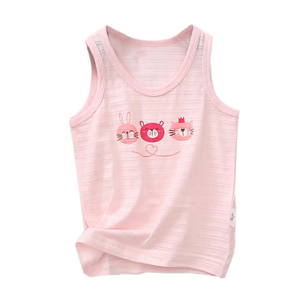 Camisetas sin mangas florales de verano para niñas, ropa interior de algodón para niños ...