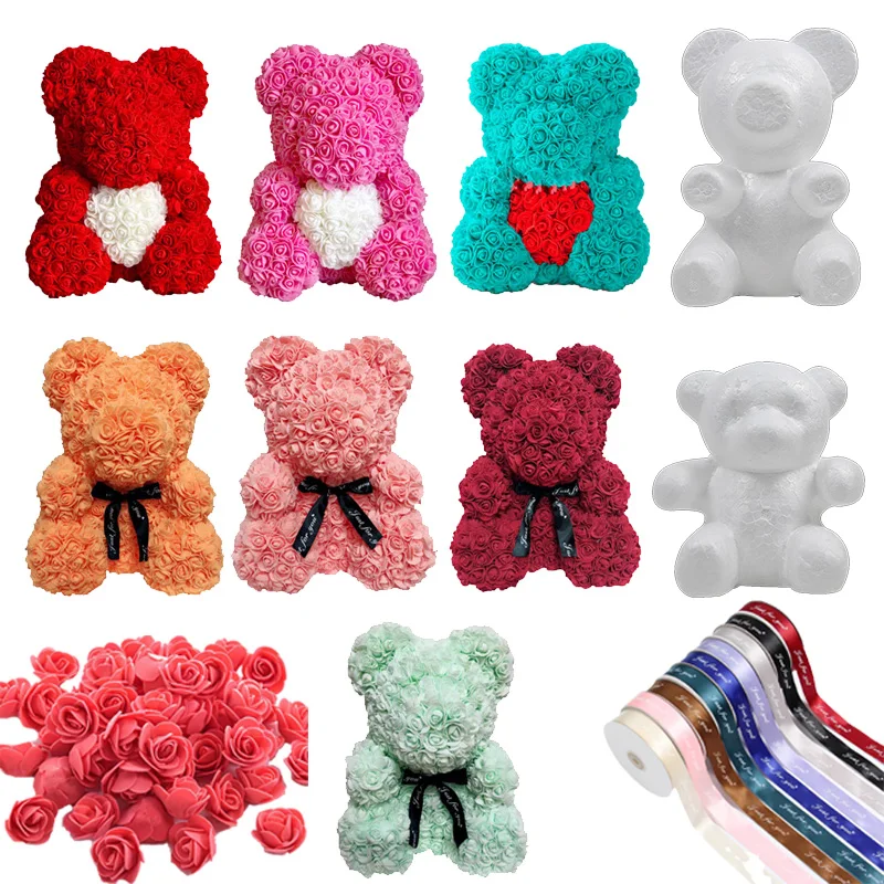 Artificial-Rose-Bear-Foam-Material-Bear-Toys-Shape-Rose-Bear-Craft-Gift ...