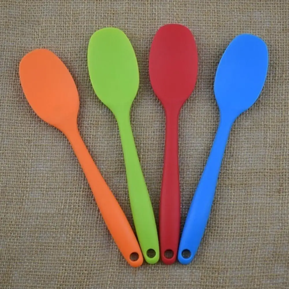 Silicone Heat Resistant Flexible Spoon Long Handle Spatula Non stick ...