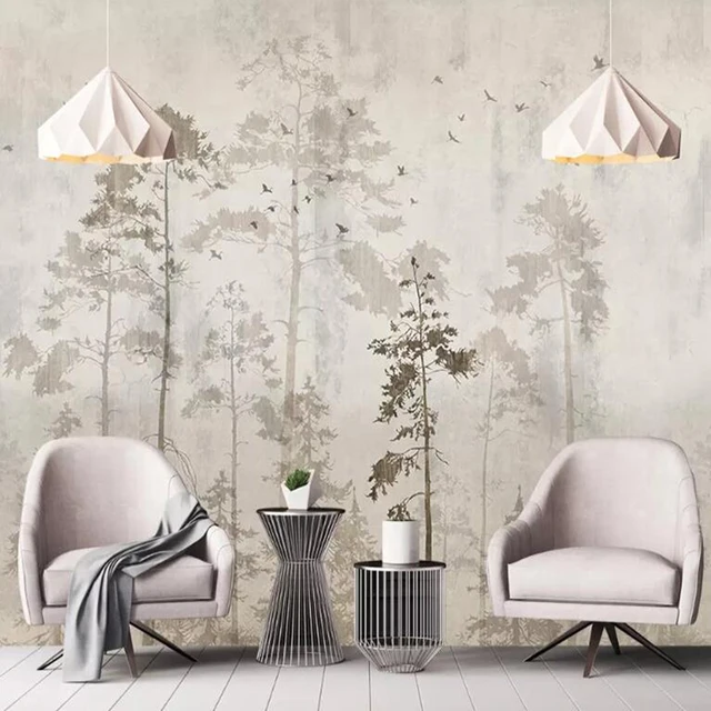 Egyedi Fali Művészet Festés Retro Nosztalgikus Kézzel Festett Erdő Nagy ...