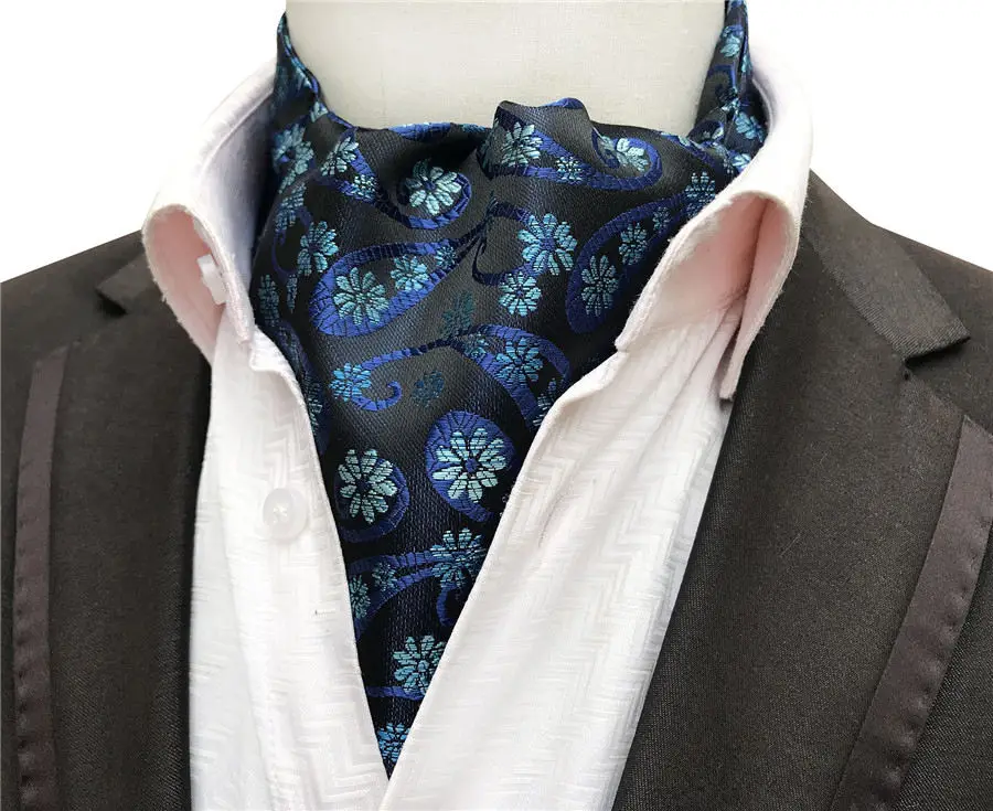 DesignerชายคอAscot Jacquard Floral Cravat Ties|ผ้าพันคอผู้ชาย| - AliExpress