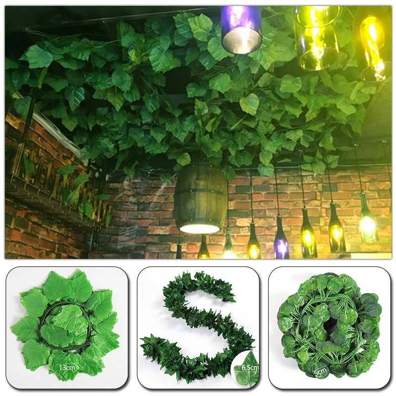 Imitation-Grape-Vine-Leaf-Vine-Decoration-Artificial-Plant-Green-Leaf ...