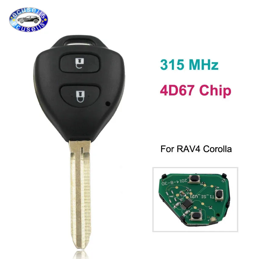 2 Buttons Remote Key 315mhz With 4d67 Chip Inside For Toyota Corolla ...