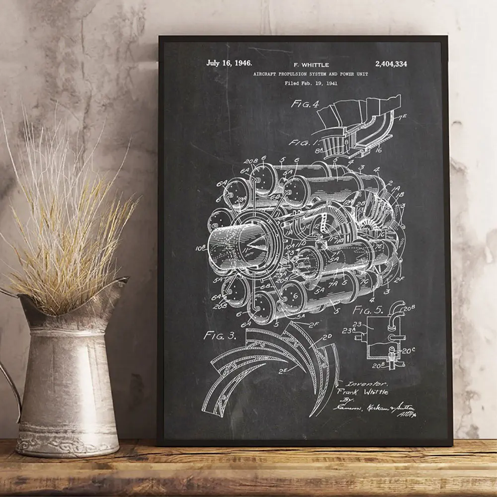 Patent Prints Jet Engine Art Aviation Decor Airplane Decor Pilot Gifts ...