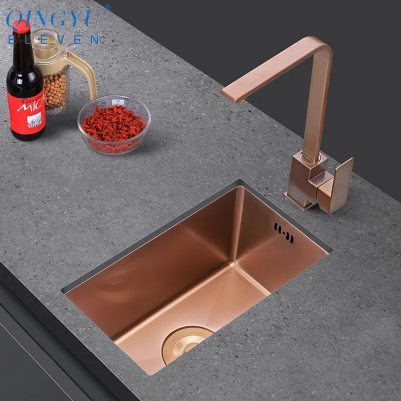 Rose Gold Kitchen Sink Nanometer Technology Gold 4mm thickness 304 ...