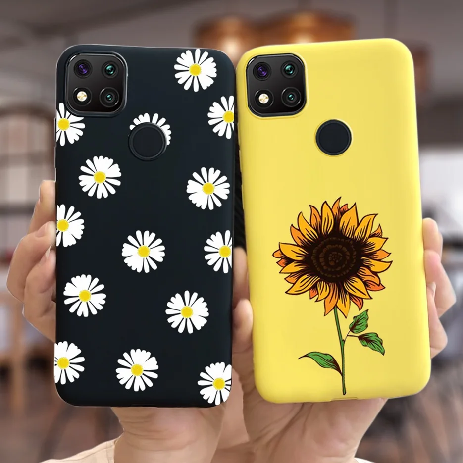 For-Redmi-9C-Case-9-C-Soft-Silicon-Beautiful-Sunflower-Painted-Cover ...
