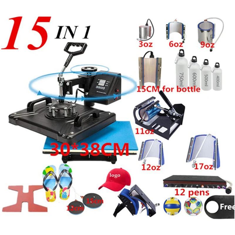 Double Display 15 In 1 Heat Press Machine,Sublimation Printer/T Shirt ...