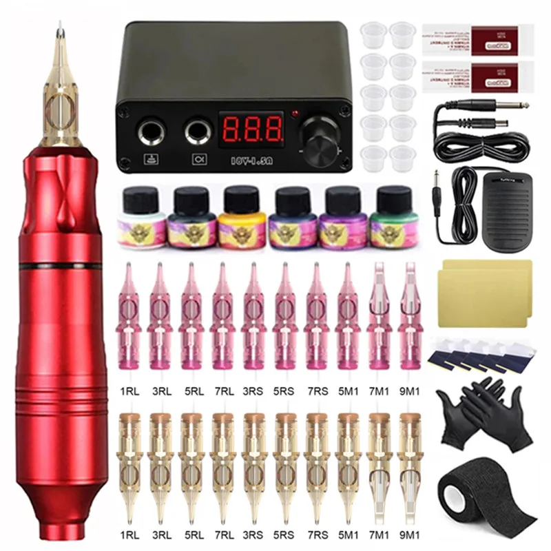 Complete Tattoo Kits Professional Permanent Makeup Rotary Tattoo ...