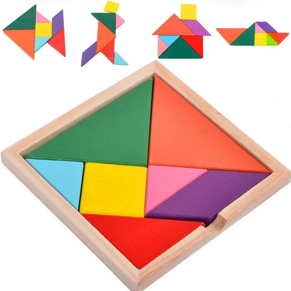 Wooden Tangram 7 Pcs Puzzle Game for Childhood Geometry Tangram Puzzles Wooden Tangram 7 Pcs Puzzle Game for Childhood Geometry Tangram Puzzles