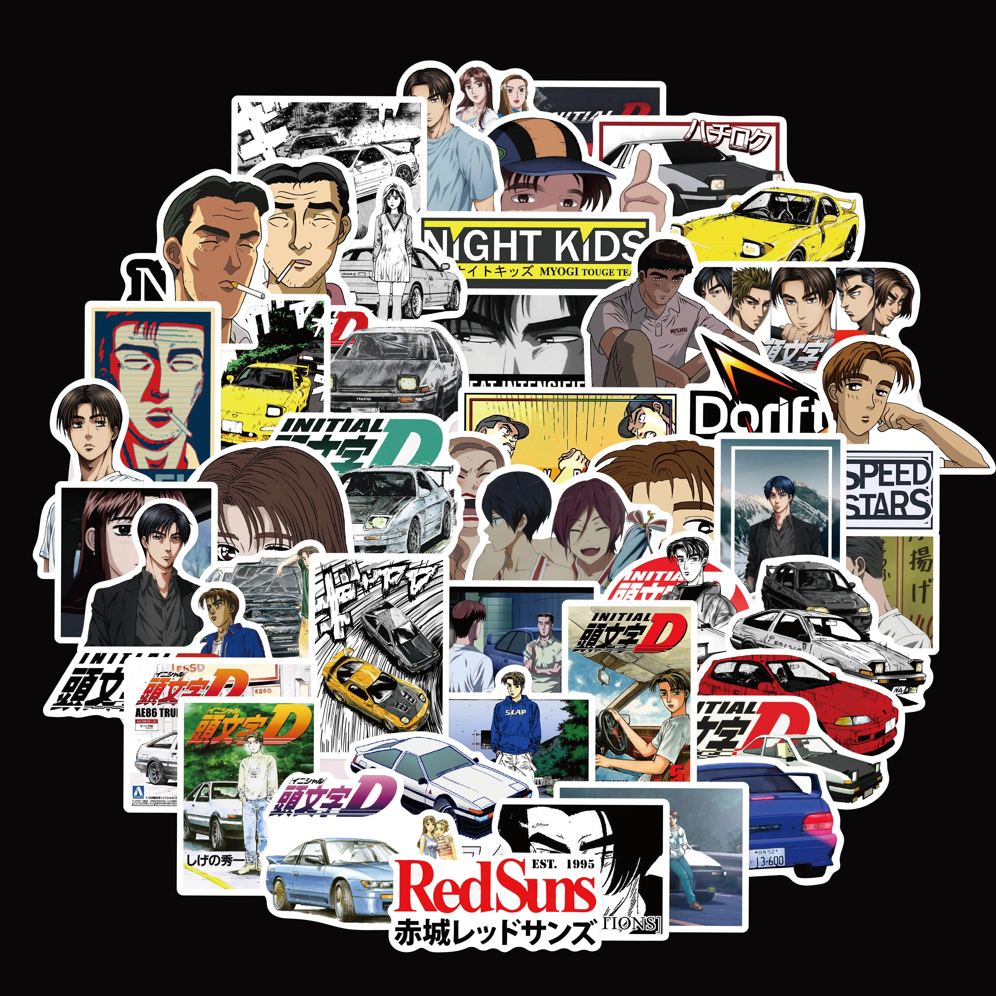 50-100pcs-Cartoon-Initial-D-Graffiti-Stickers-Car-Guitar-Motorcycle ...